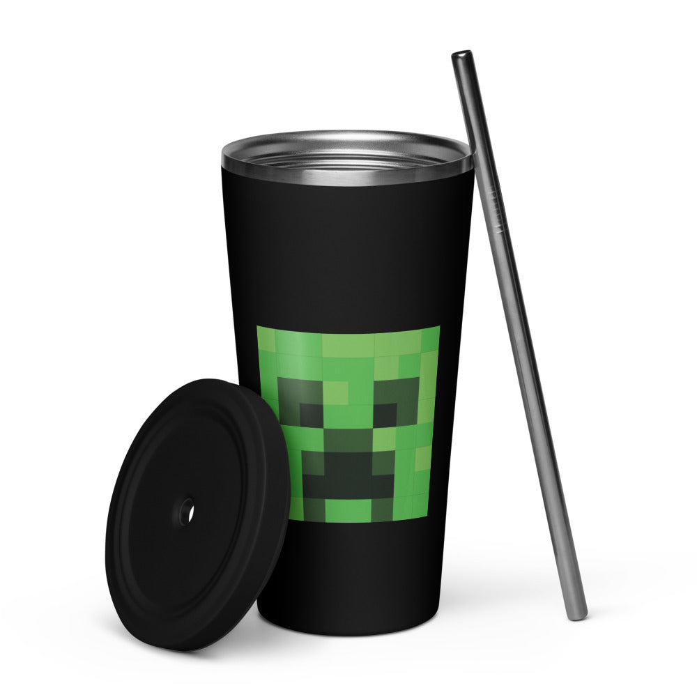 Minecraft Creeper Face Insulated Tumbler with a Straw | Official ...