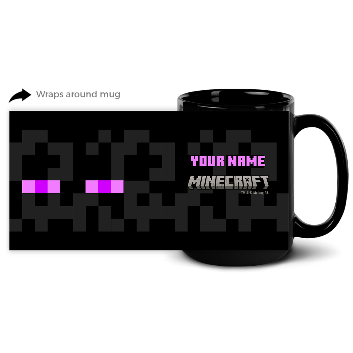 Minecraft Enderman Big Face Personalized Black Mug | Official Minecraft ...